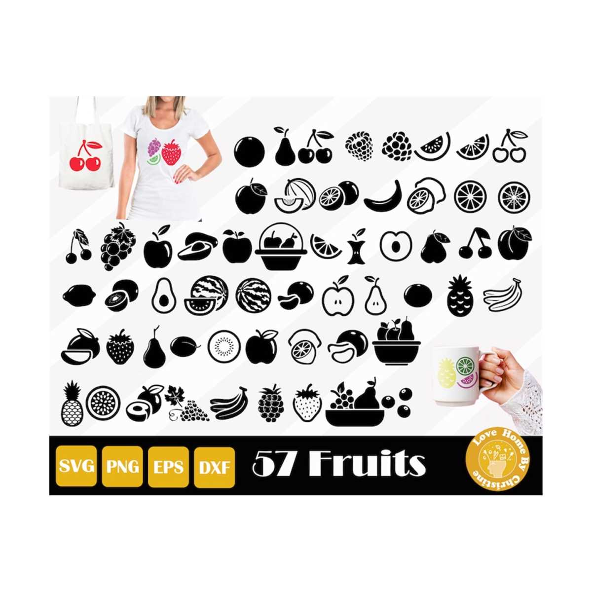 57 Fruits SVG, Watermelon, Pineapple, Apple, Lemon SVG Files | Inspire ...