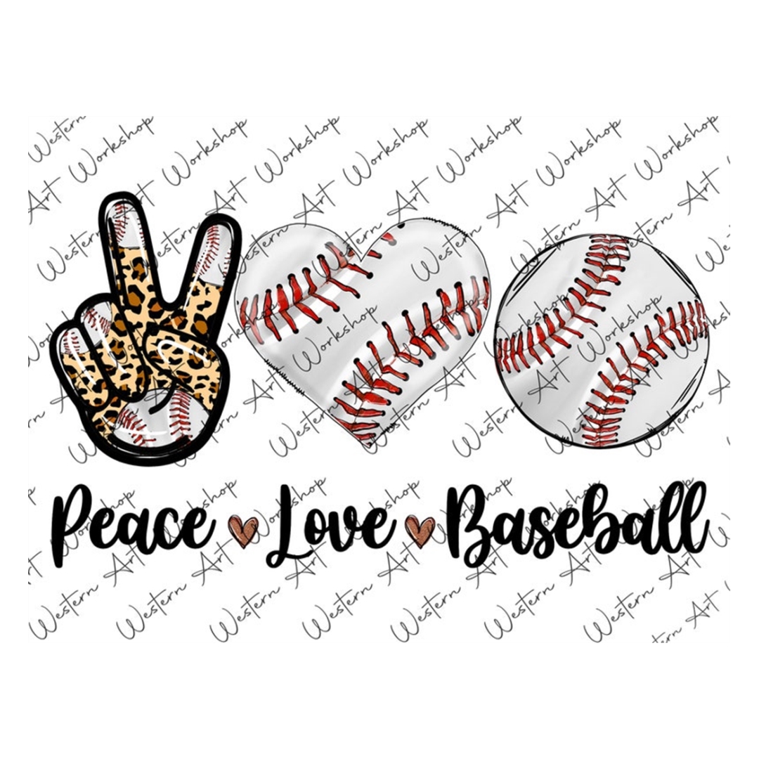 Peace Love Baseball Png, Baseball Heart Png, Baseball Sublim - Inspire ...