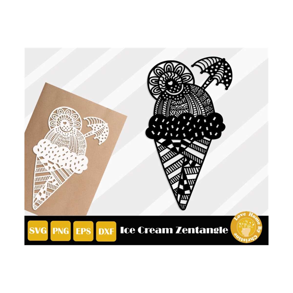 Ice Cream Cone Svg, Zentangled Ice Cream, Ice Cream Mandala, - Inspire ...