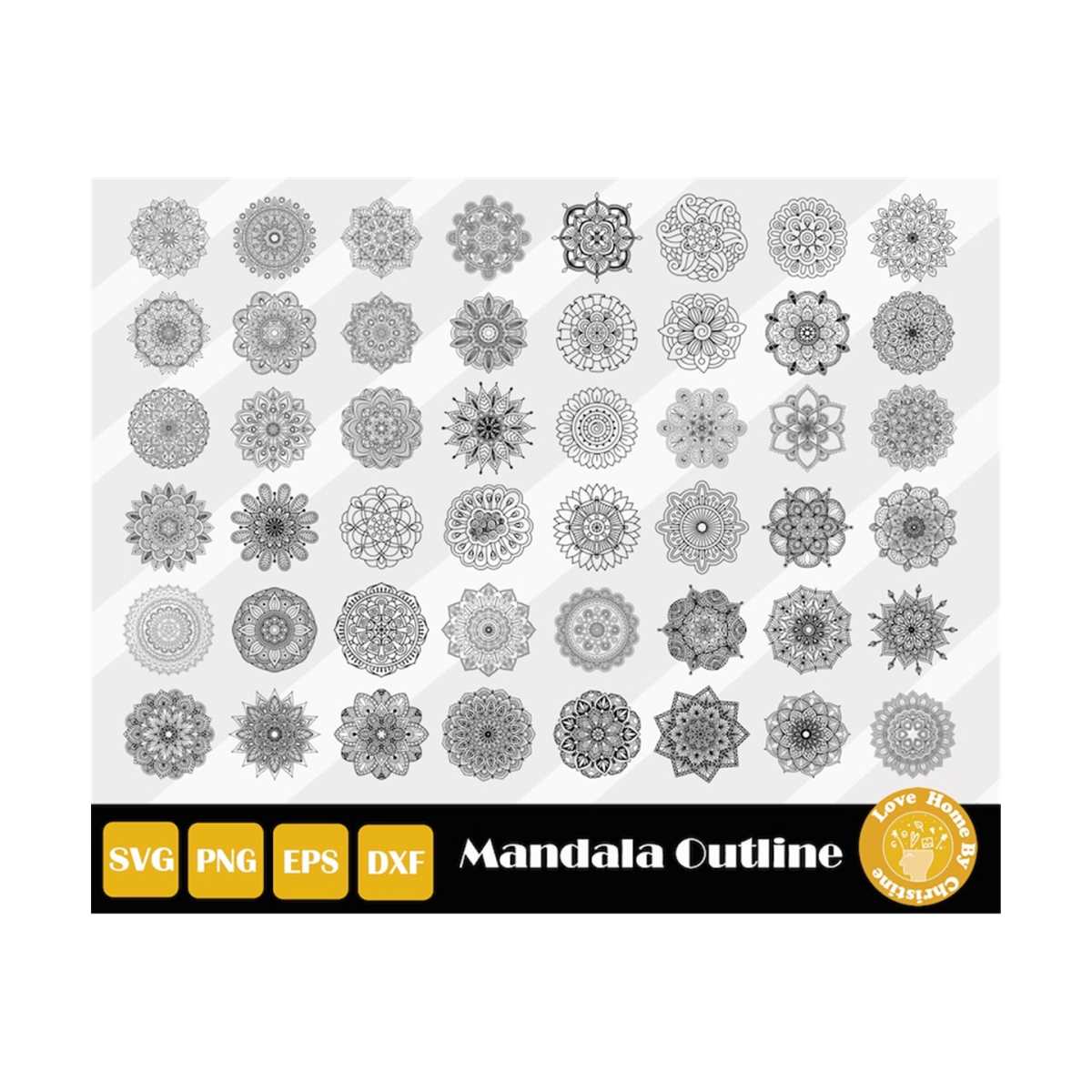 48 Mandala Outline, Mandala Svg, Mandala Cut File, Zentangle | Inspire ...