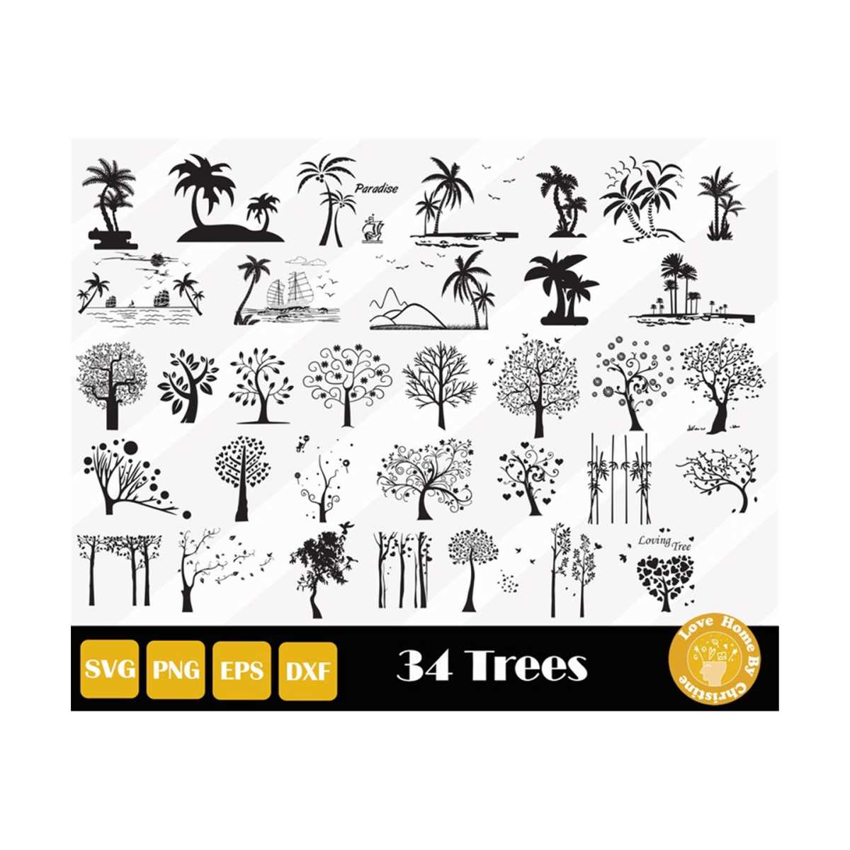 34 Tree SVG, Palm Tree SVG, Tree of Love, Family Tree Cut Fi | Inspire ...