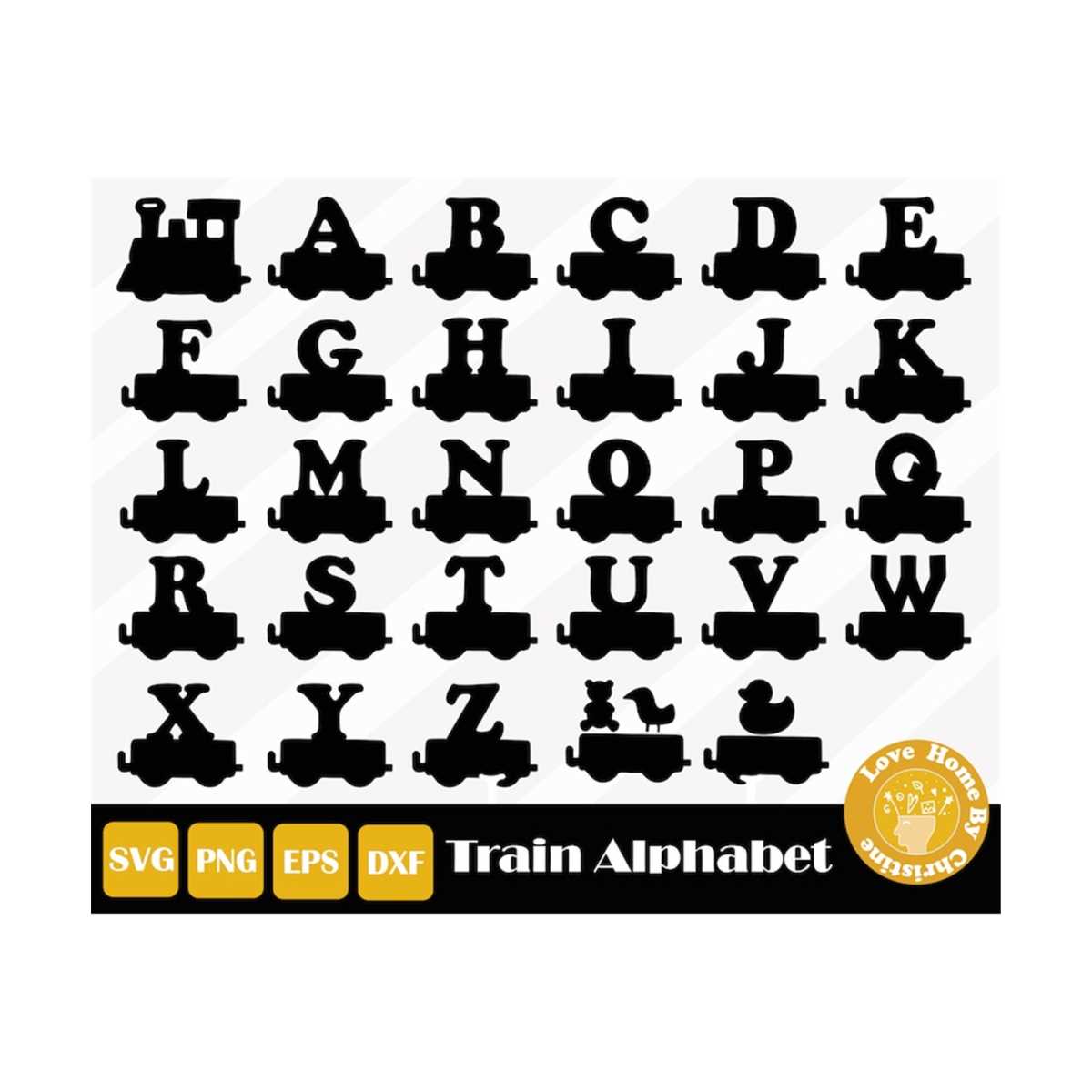 Train letters SVG, Train alphabet SVG, Alphabet cut file for | Inspire ...