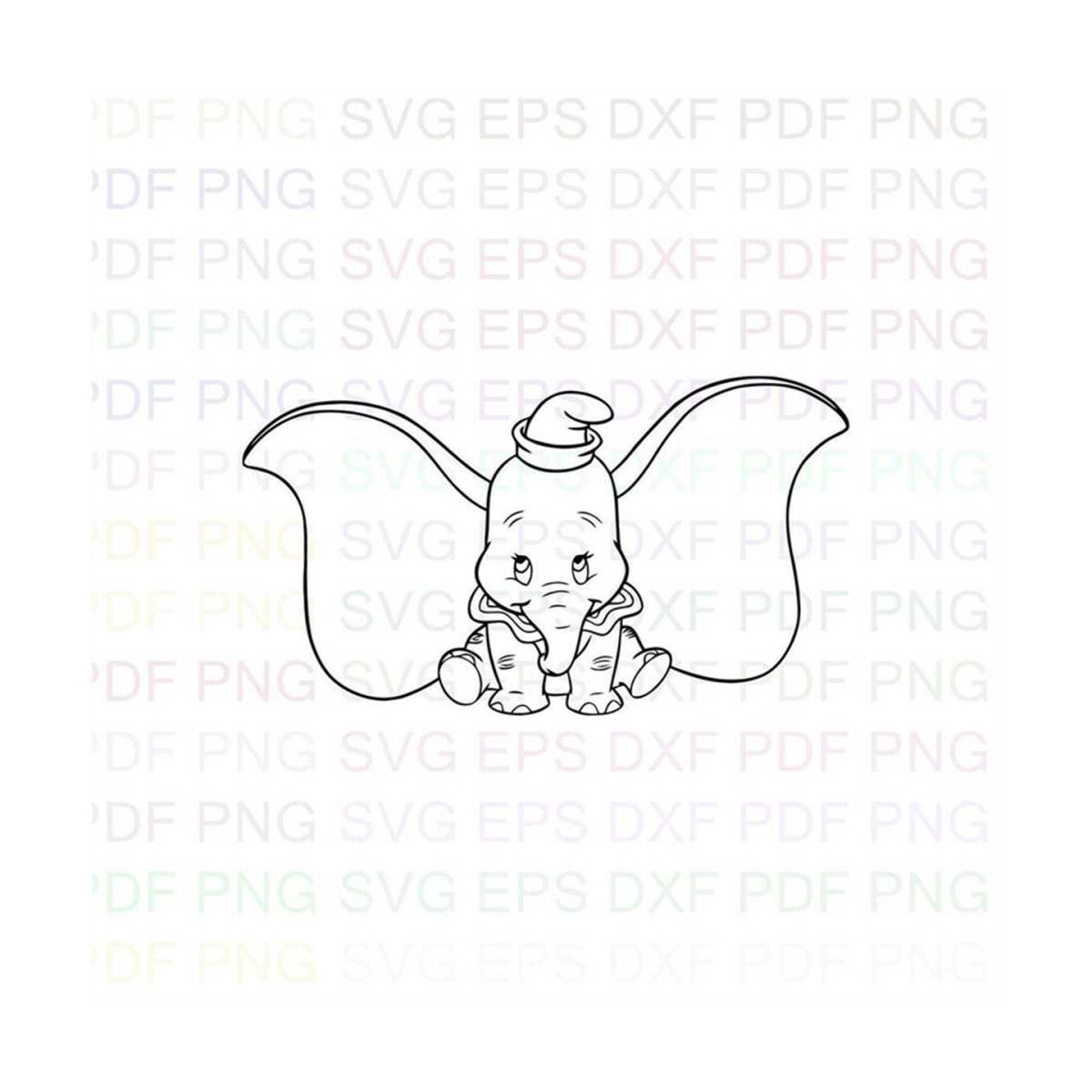 Dumbo_With_Big_Ears Outline Svg Dxf Eps Pdf Png, Cricut, Cut | Inspire ...