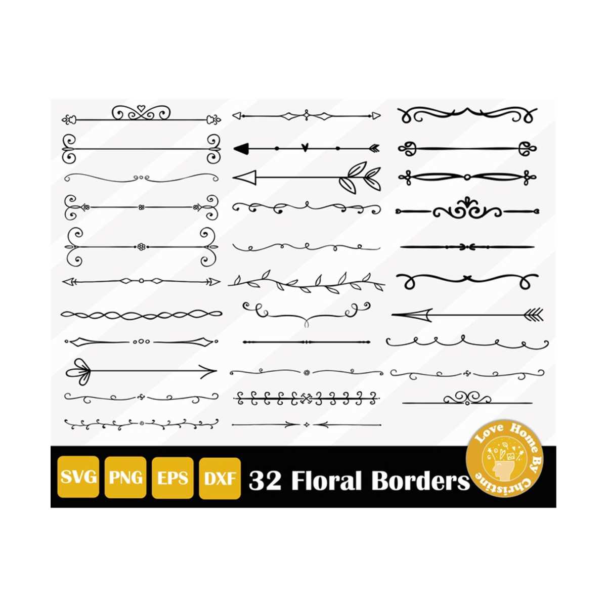 32 Floral Border Trim Divider Separator SVG, SVG Files for C | Inspire ...