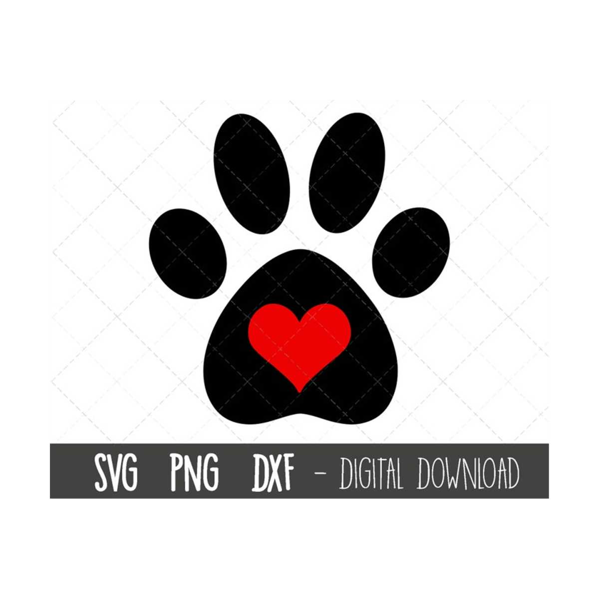 Paw Print heart SVG, paw print red heart monogram svg, Paw S - Inspire ...