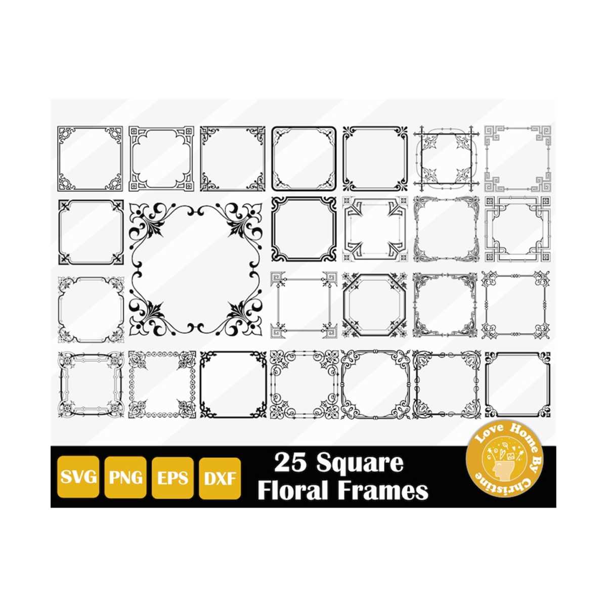 25 Floral Rectangle Frames SVG Digital for Cricut Silhouette | Inspire ...
