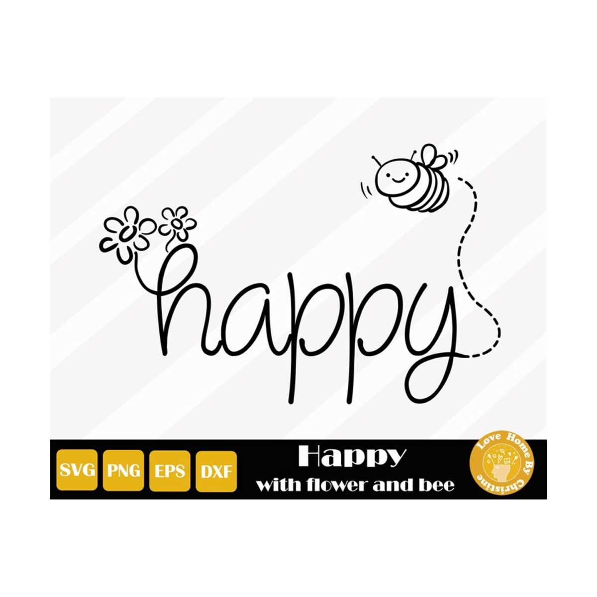 Happy Svg, Honeybee Svg, Wood Sign Stencil, Happy Png, Hand - Inspire ...
