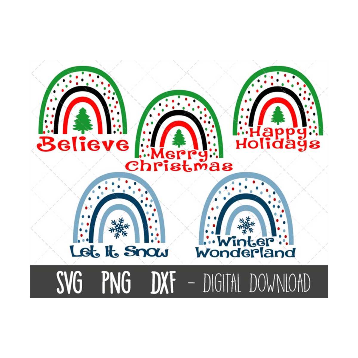 Holiday rainbow bundle, Christmas rainbow svg, Christmas svg - Inspire ...