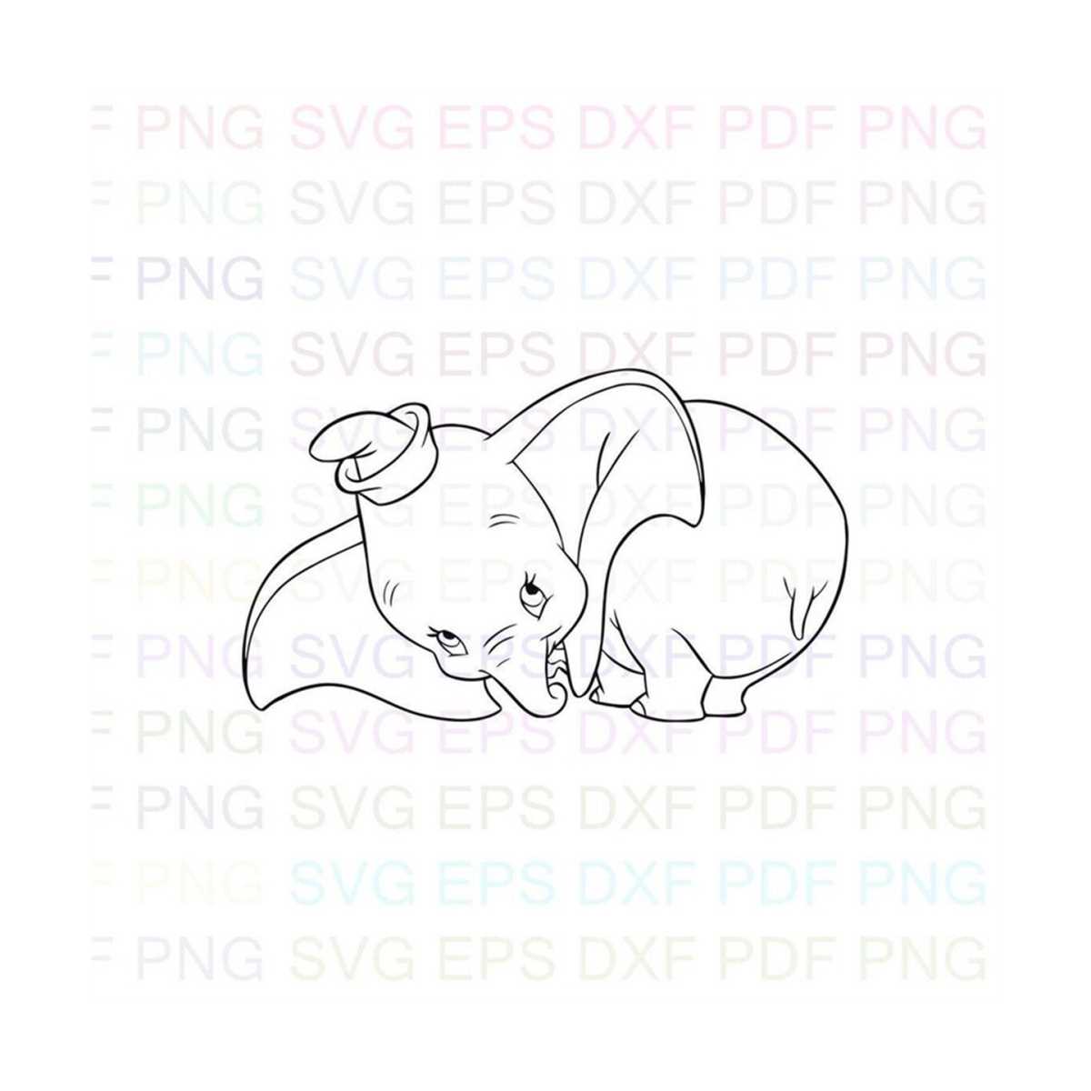 Dumbo_Elephant_Behind Outline Svg Dxf Eps Pdf Png, Cricut, C | Inspire ...