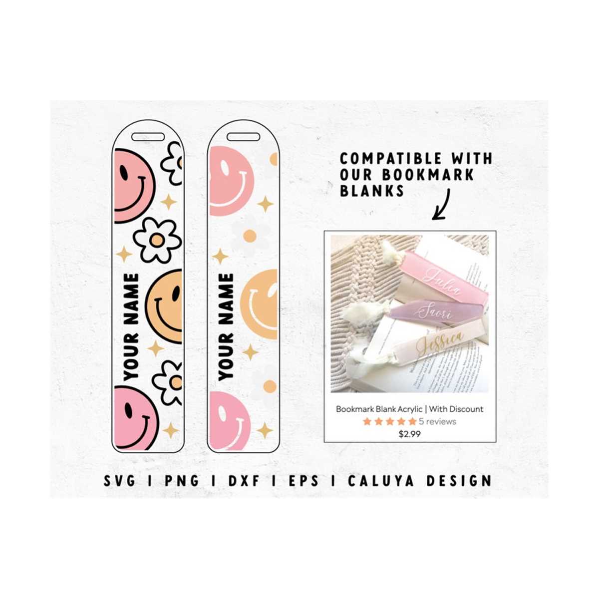 Bookmark Template SVG | Bookmark SVG | Groovy Smiley Face SV - Inspire ...