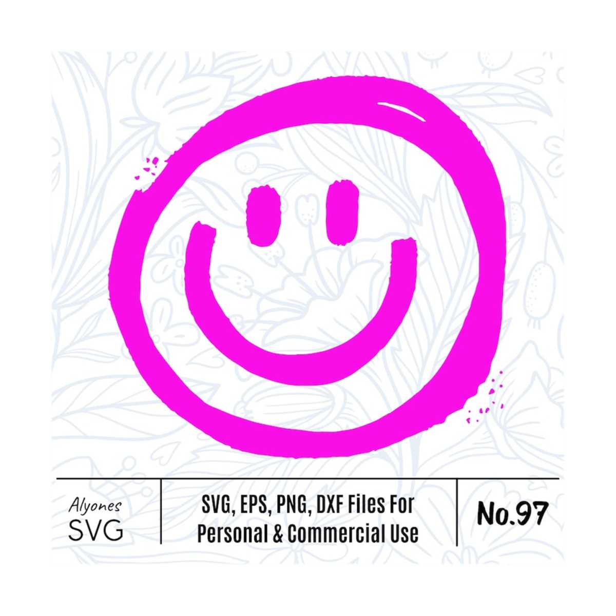 Smiley Face Digital Download Pink SVG PNG JPG | Inspire Uplift