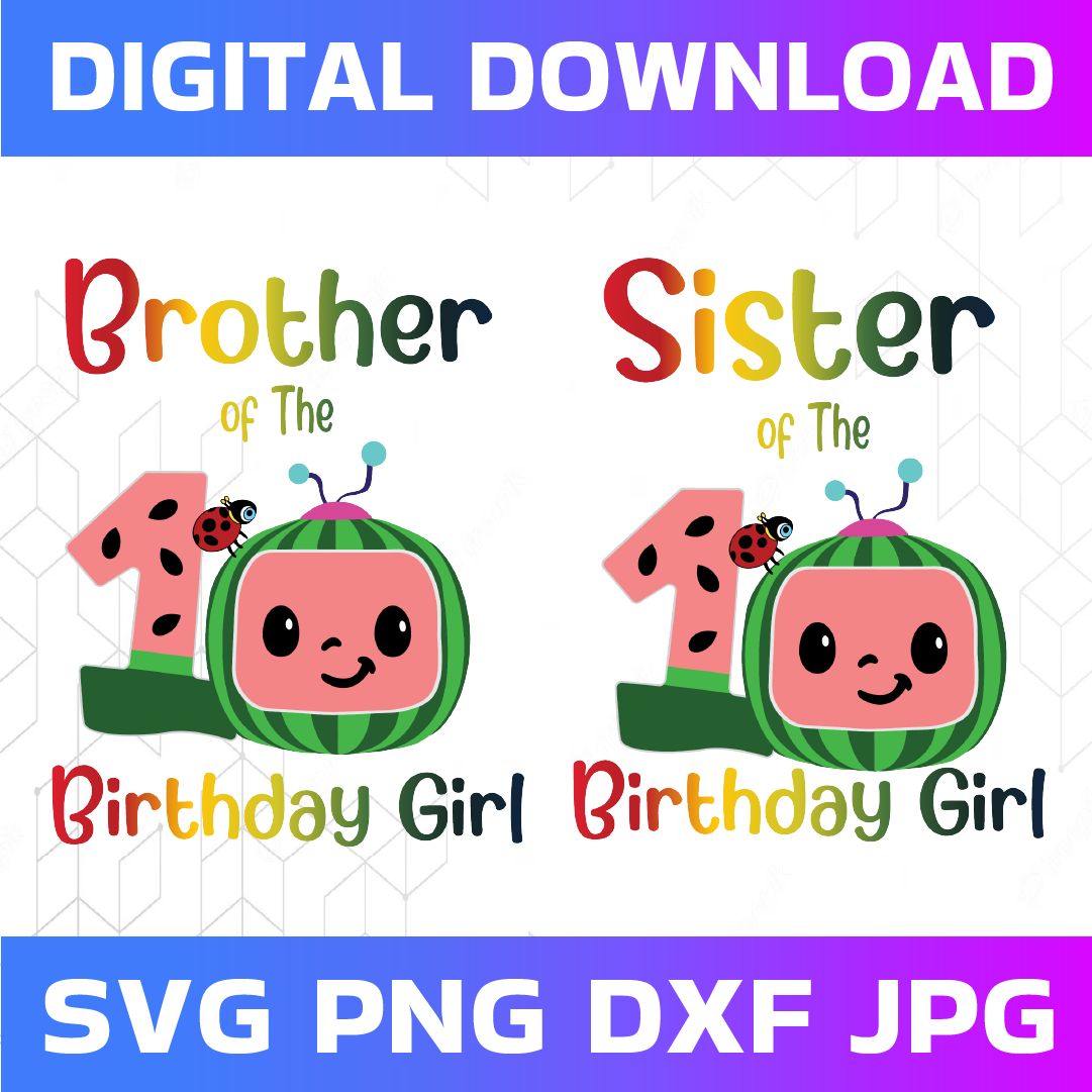 Cocomelon Brother and Sister Of Birthday Girl svg, Coco Melo | Inspire ...