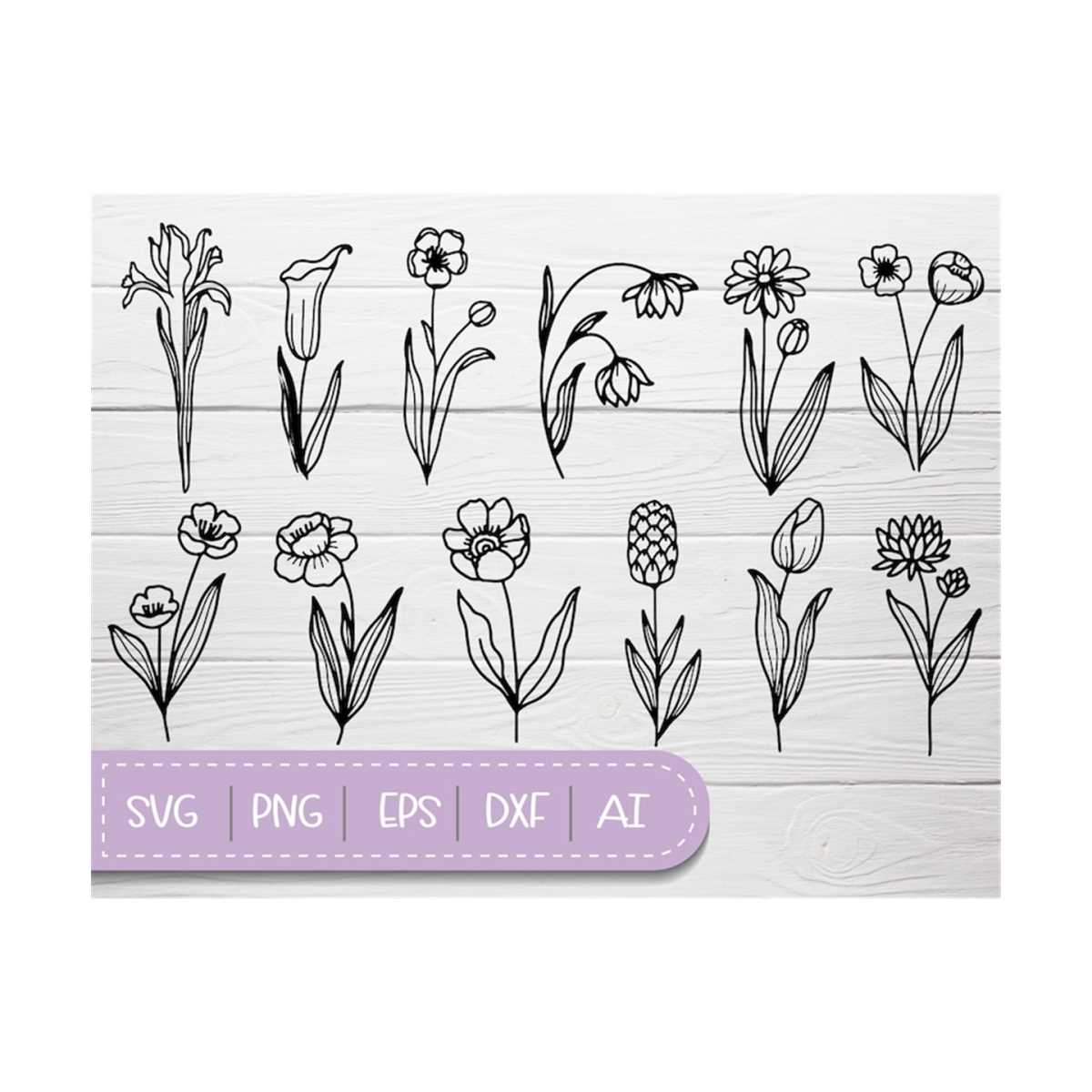 Flower bundle SVG, Flower bundle png, Flower cut file, Flowe | Inspire ...