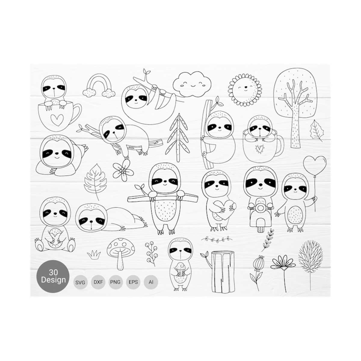 30 Sloth animals cartoon bundle svg, for cut file,clipart, w | Inspire ...