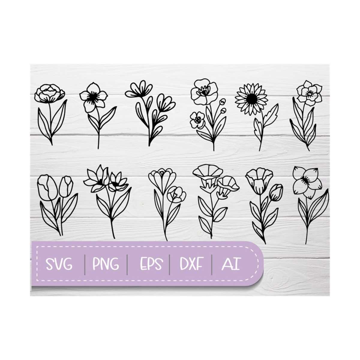 Flower bundle SVG, Flower bundle png, Flower cut file, Flowe | Inspire ...