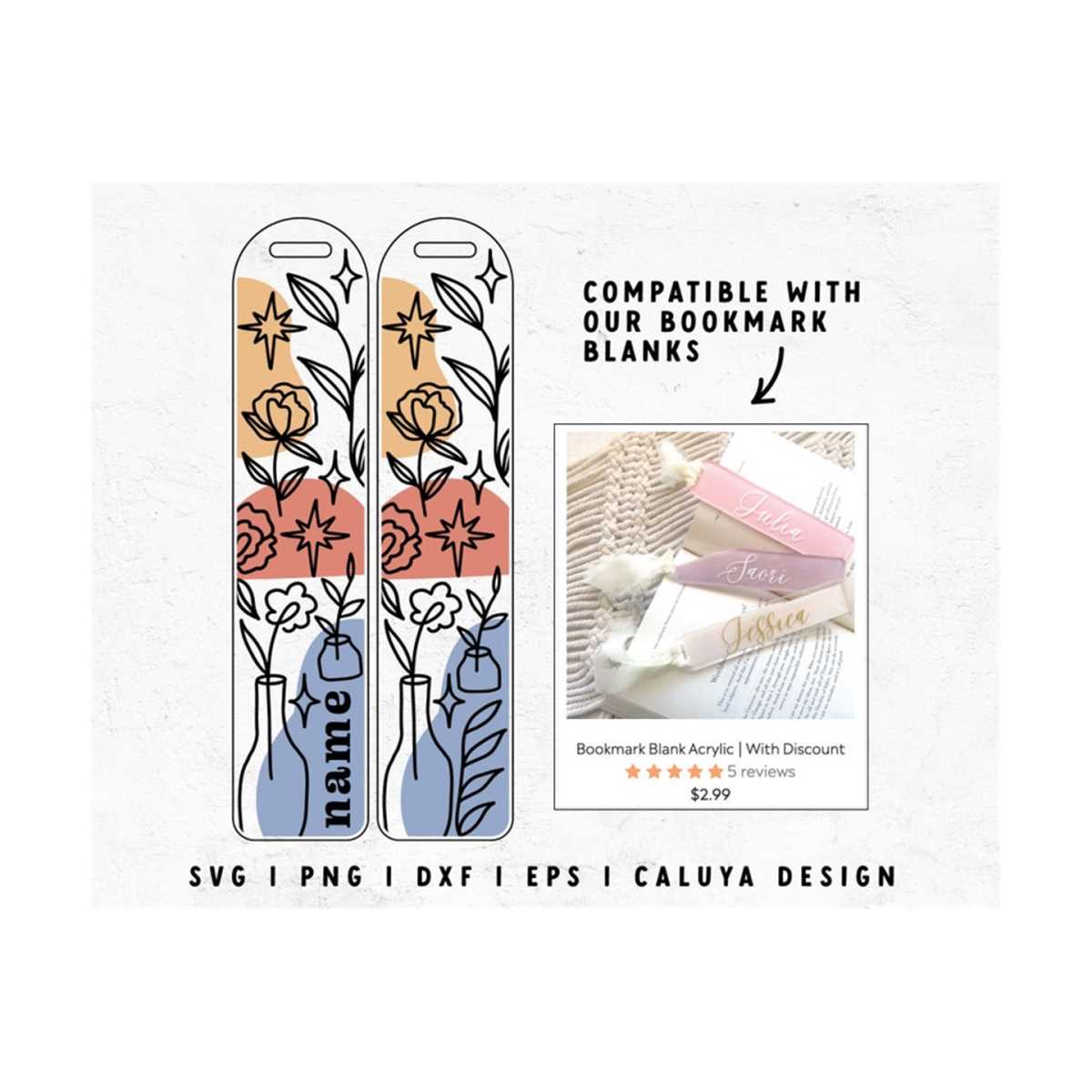 Bookmark Template SVG | Bookmark SVG | Boho Flower SVG | Lin | Inspire ...