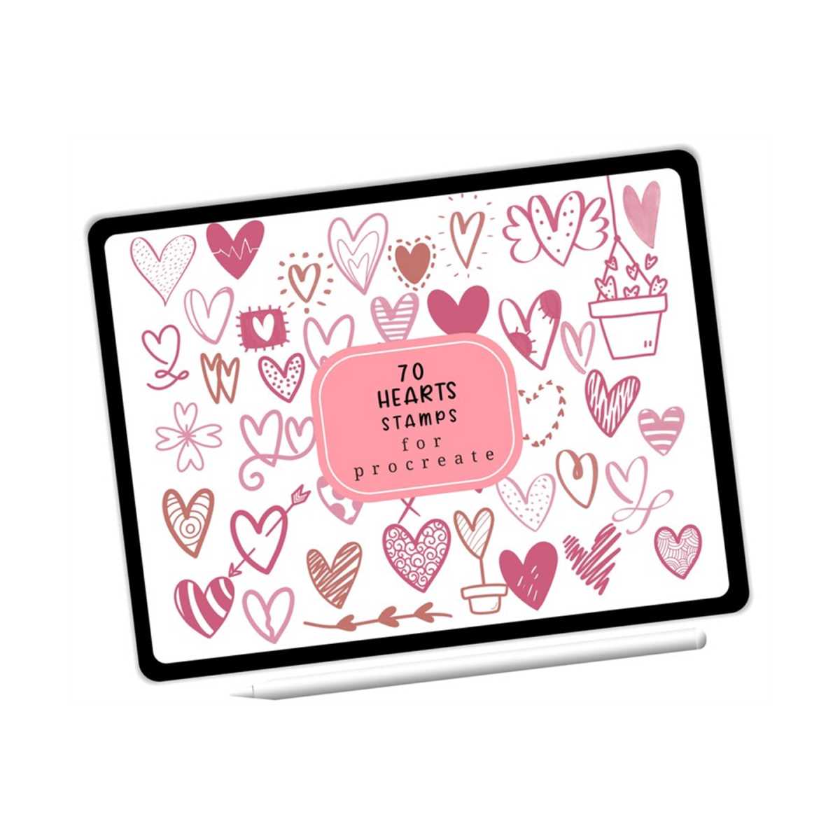 70 Hearts Bundle Procreate Stamp ,valentine,love hand drawn | Inspire ...