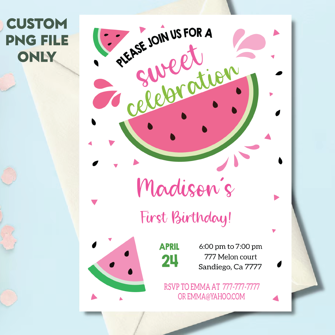 Personalized File Watermelon Invitation Png, Watermelon Invi - Inspire ...