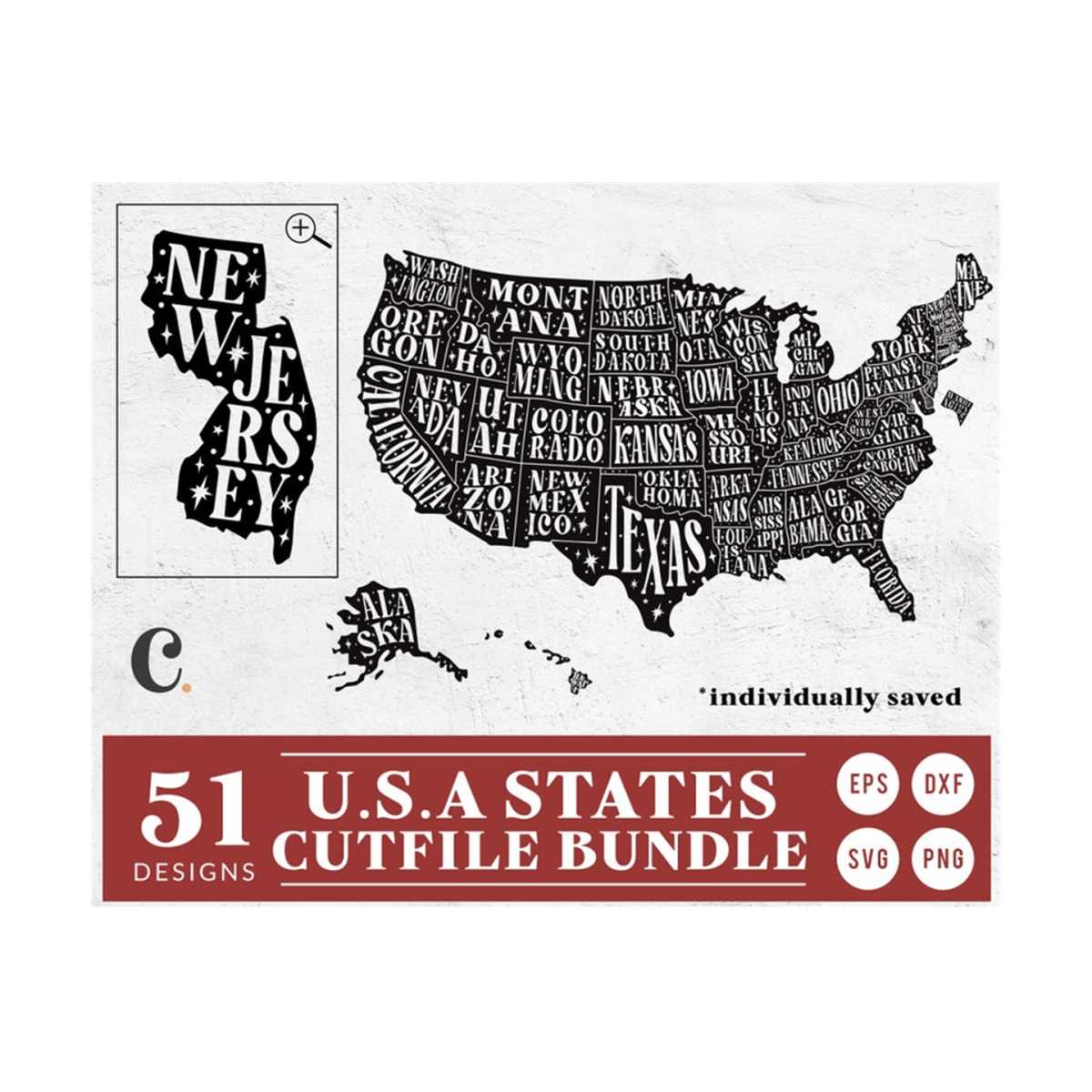 50 States SVG Cutting File For Cricut, Cameo Silhouette | Am | Inspire ...