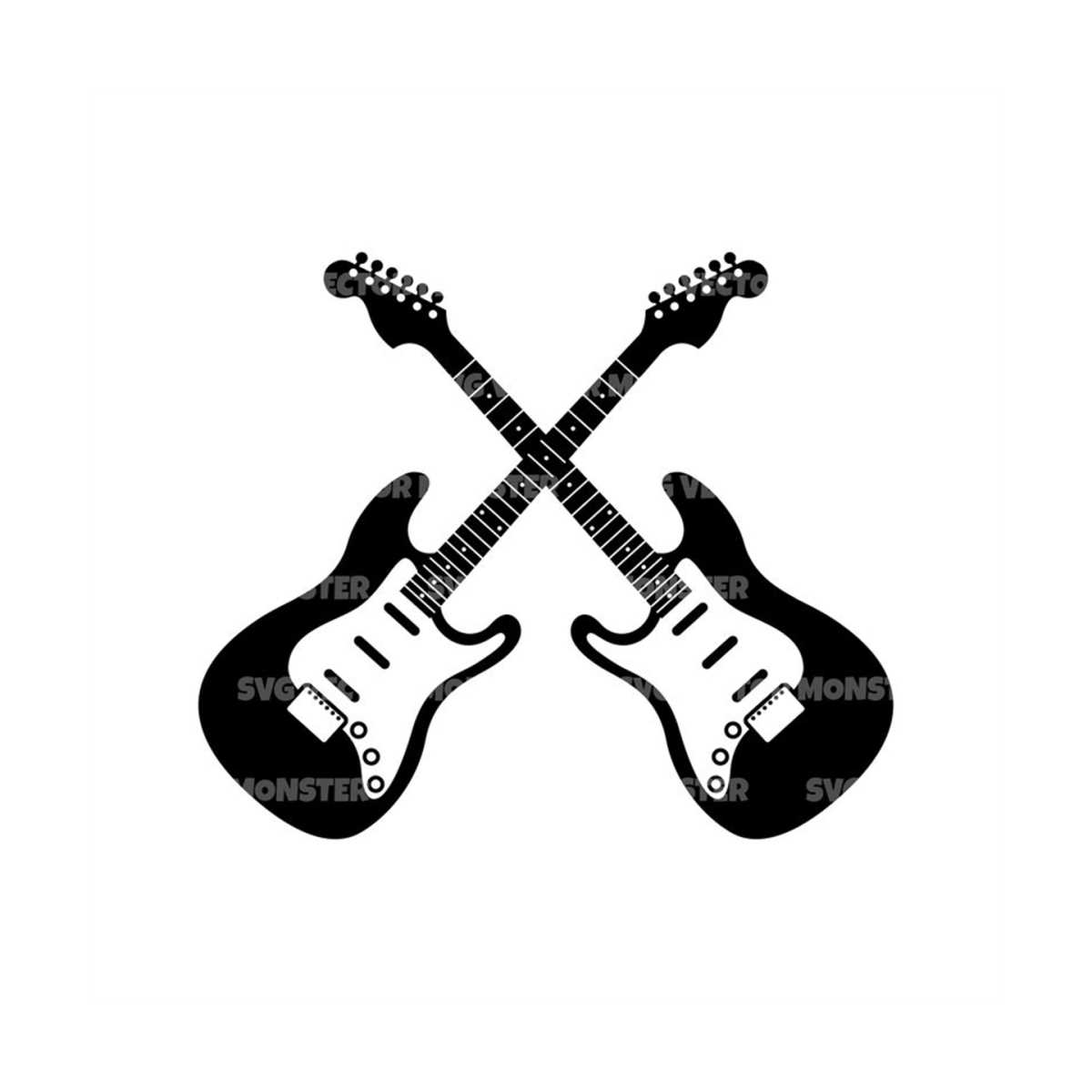 Crossed Electric Guitars Svg. Vector Cut file for Cricut, Si | Inspire ...