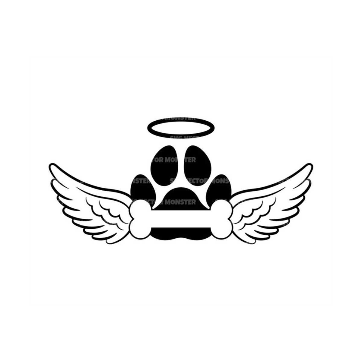 Angel Paw Print with Bone Svg, Pet Memorial Svg, Pet Loss, D - Inspire ...