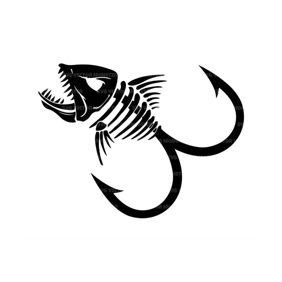 Skeleton Double Fish Hook Svg, Bass Fishing Svg, Fisherman S - Inspire ...