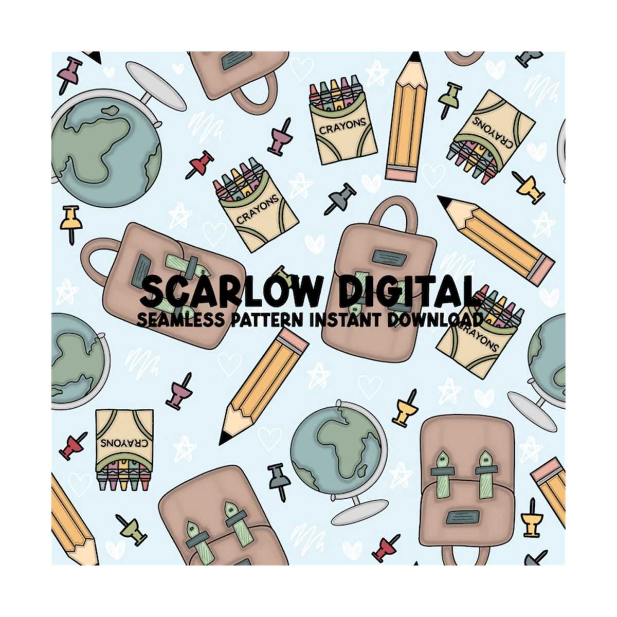 Back To School Education Seamless Pattern digital design dow | Inspire ...