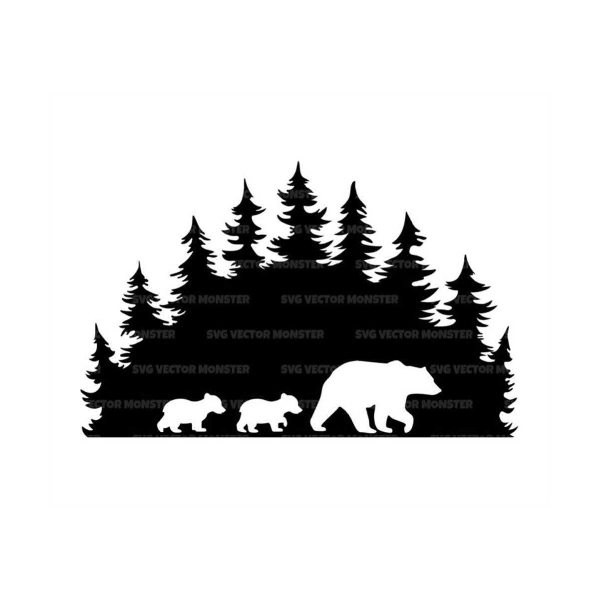 Mama Bear and Cubs Svg in Forest Svg, Woods Svg, Trees, Wild | Inspire ...
