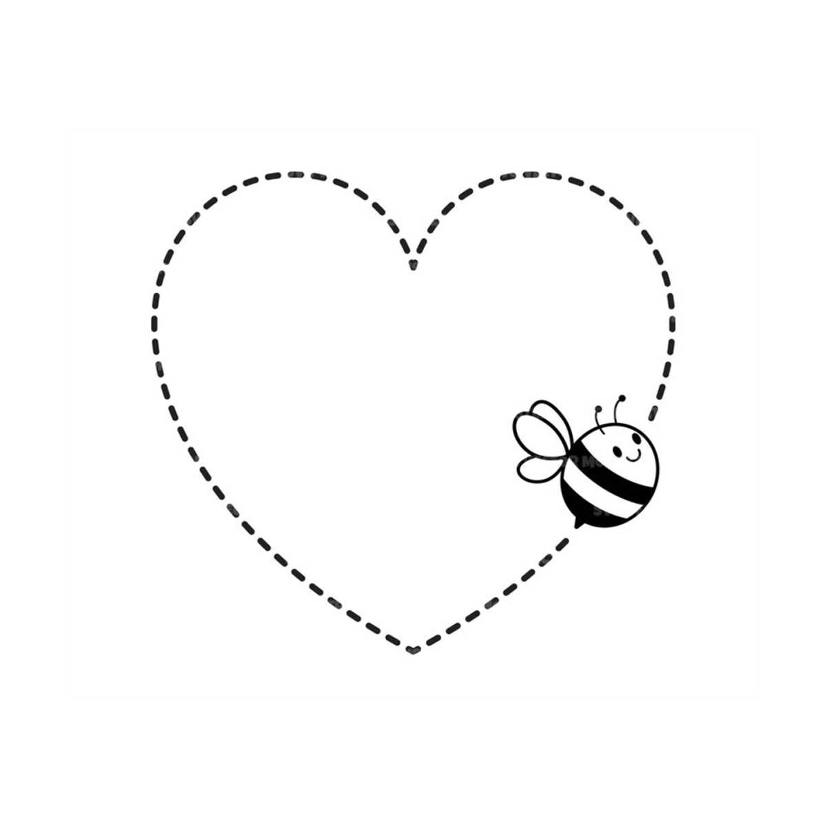 Bumblebee Svg with Heart Dashed Line Path, Honey Bee Svg, Lo | Inspire ...