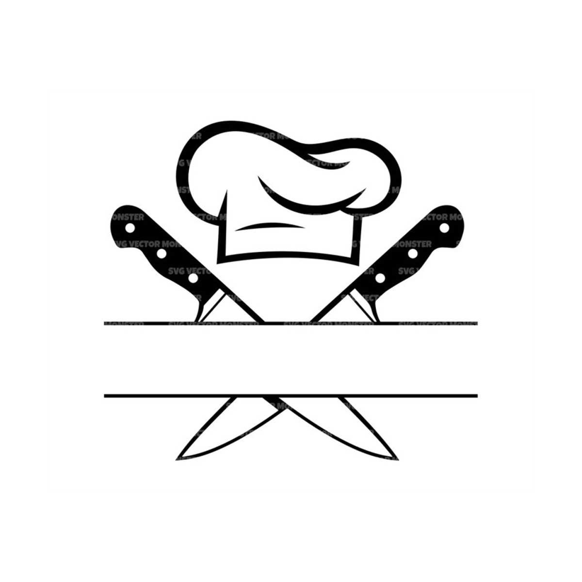 Chef Hat Monogram Svg, Cook Knife Svg, Chef Hat Svg Vector C | Inspire ...