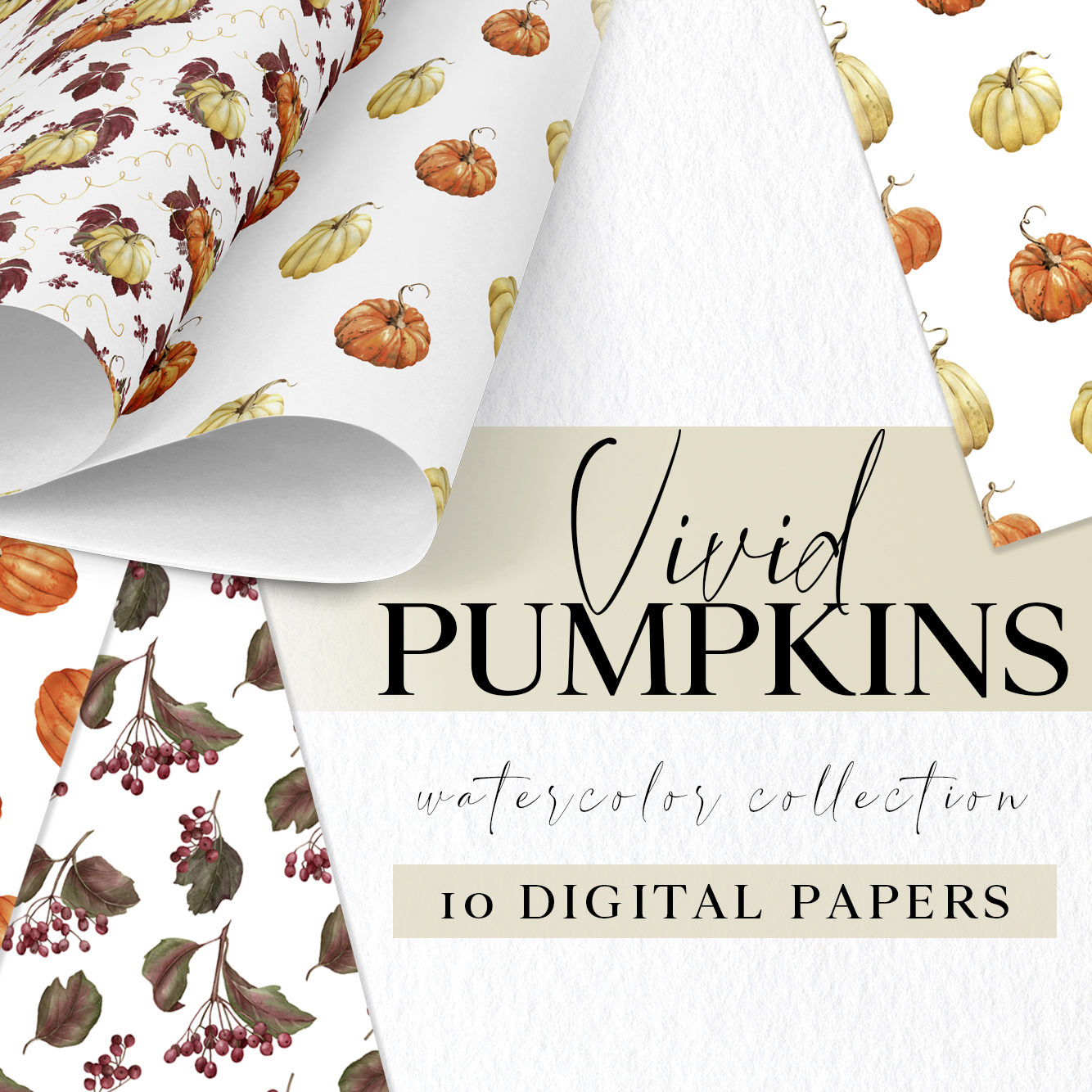 Fall pampkin digital papers 12x12 inches, orange autumn seam | Inspire ...