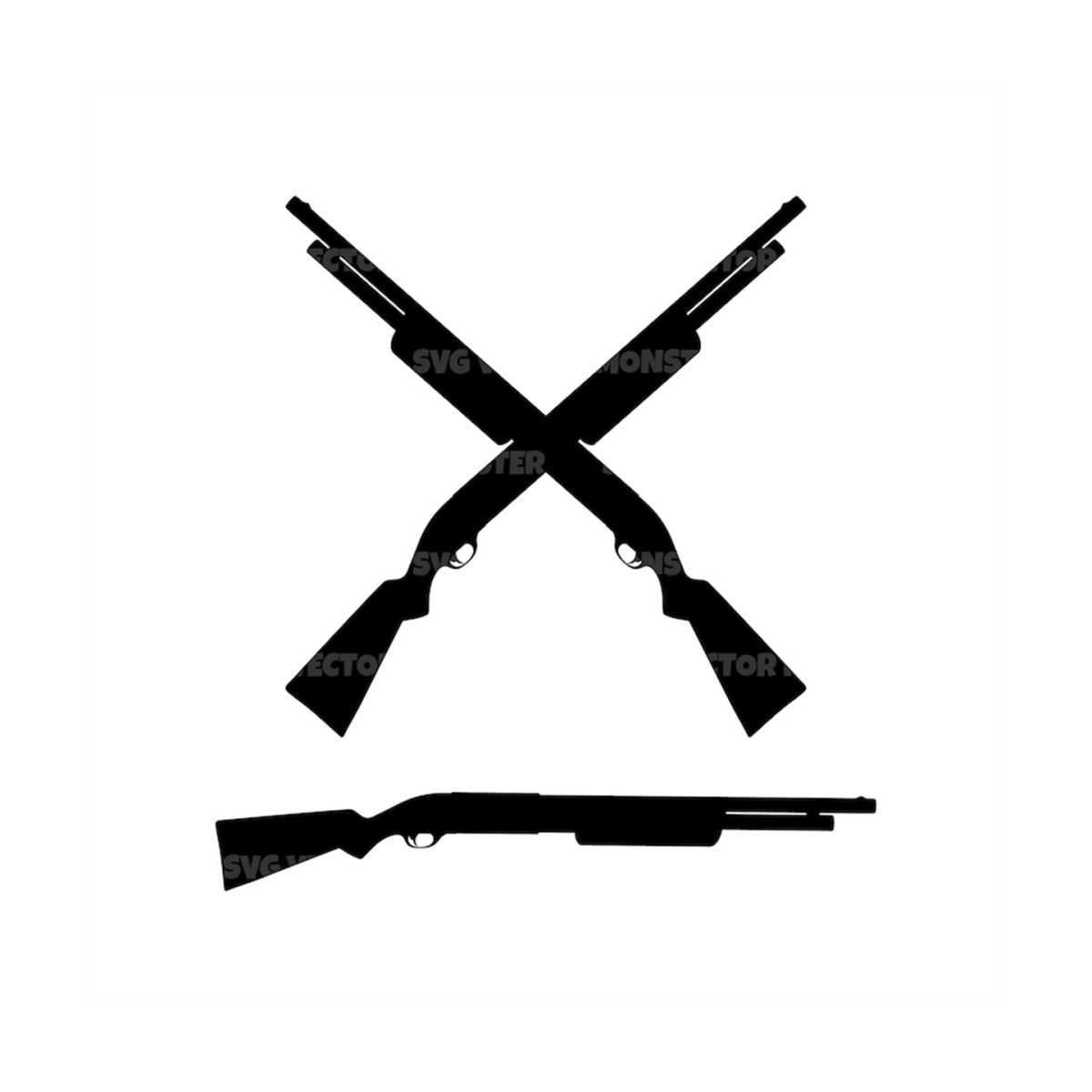 Crossed Shotgun Rifle Svg. Vector Cut file for Cricut, Silho | Inspire ...