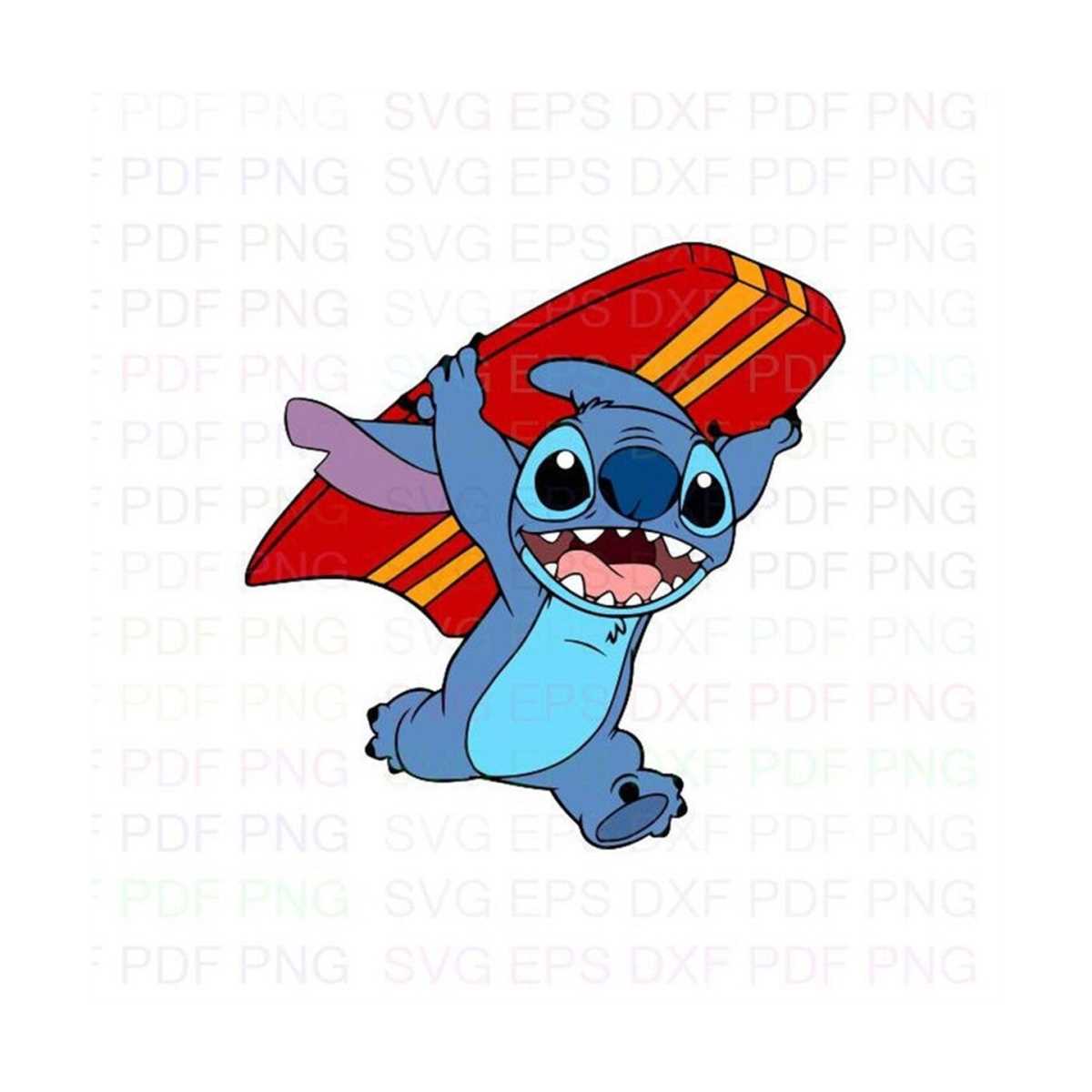 Stitch Surfboard Lilo And Stitch Svg Dxf Eps Pdf Png Cricut Inspire