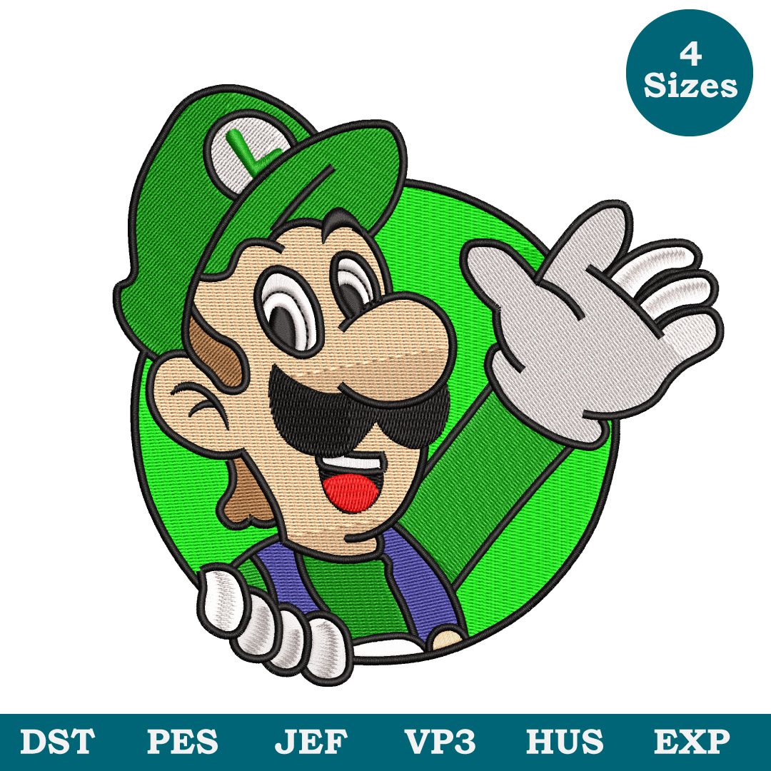 Luigi Super Mario Machine Embroidery Design 4 Sizes, Super m | Inspire ...