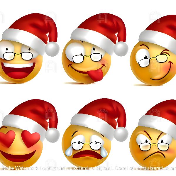 Set of Santa Claus Yellow Emoticons with Christmas Hat | Inspire Uplift