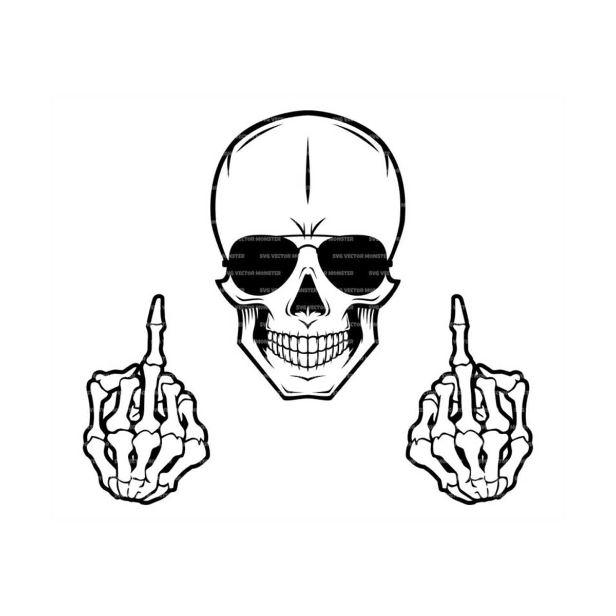 Skull with Sunglasses Svg, Skeleton Middle Finger Svg. Vecto | Inspire ...