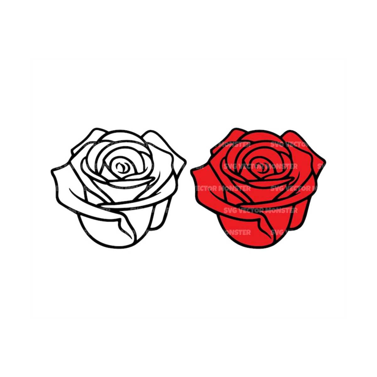 Red Rose SVG, Outlined Rose Svg, Red Flower Svg. Vector Cut | Inspire ...