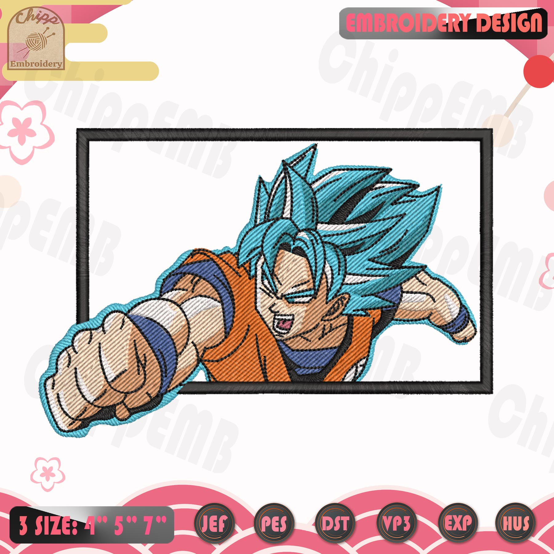 Goku Embroidery Design, Dragon Ball Embroidery Design, Anime - Inspire ...