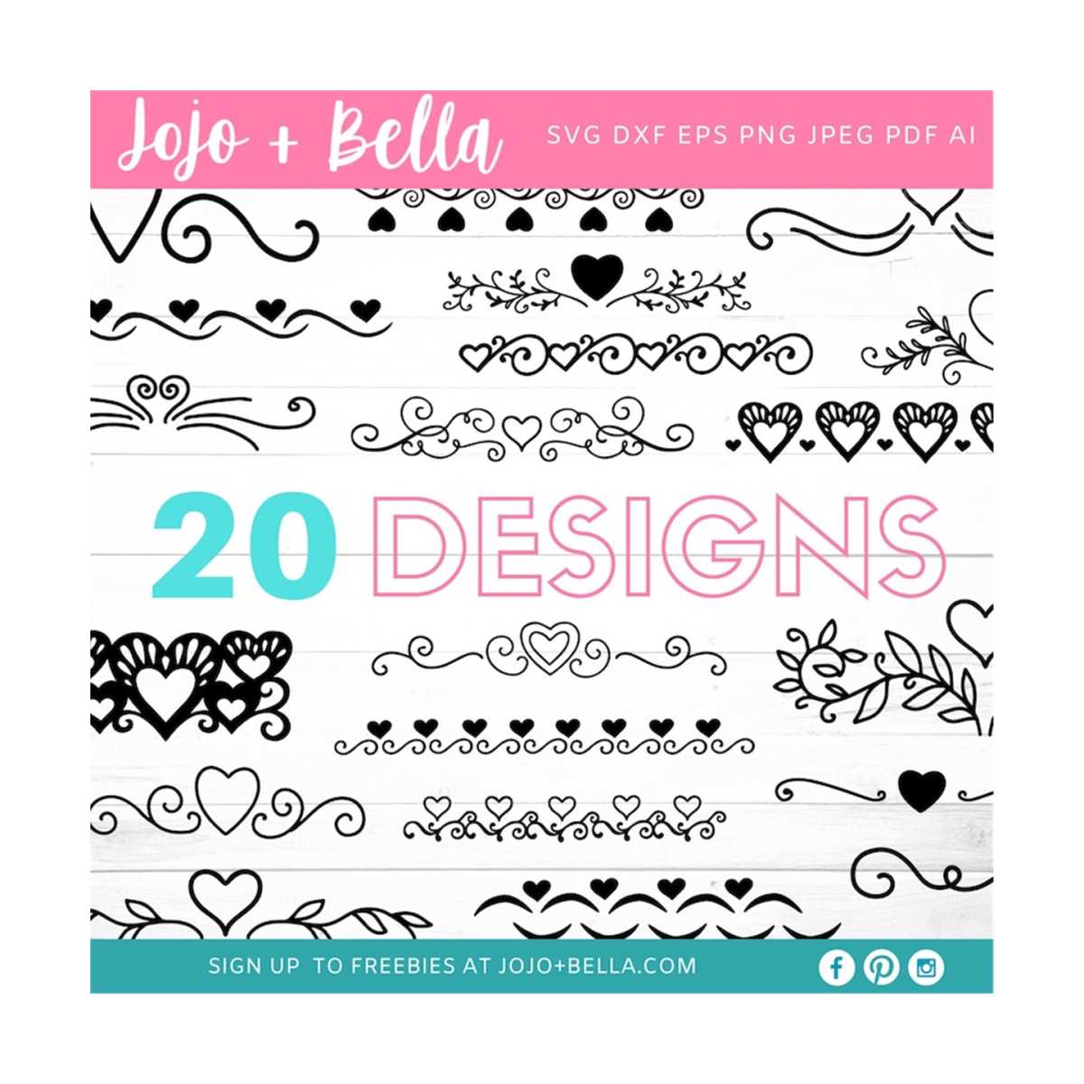 Heart Border Svg Bundle, Swirly Heart Svg, Heart Svg, Flouri - Inspire ...