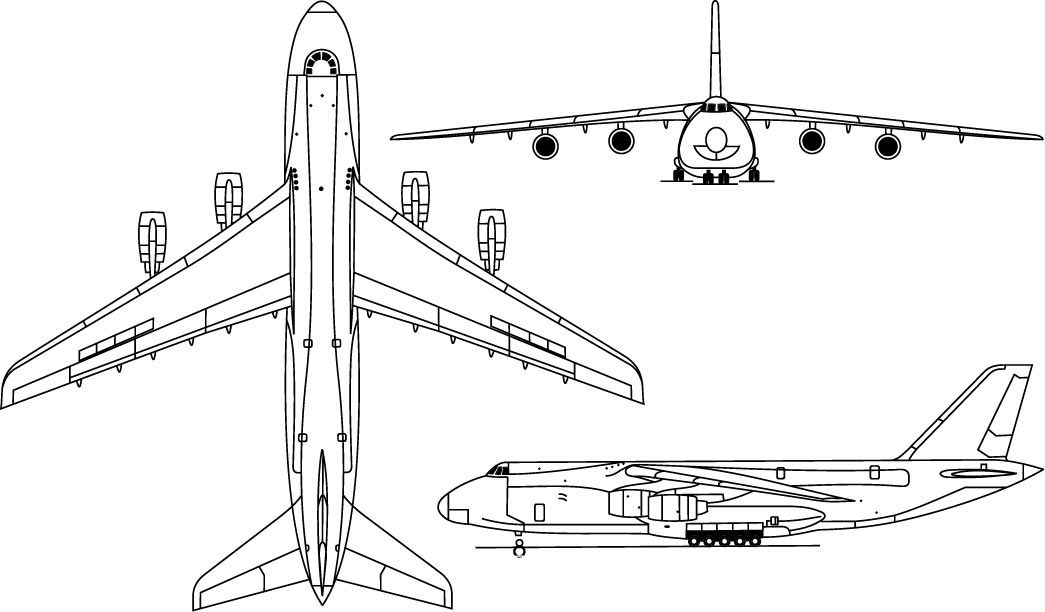 Antonov An 124 3 view svg vector outline file for laser engr | Inspire ...