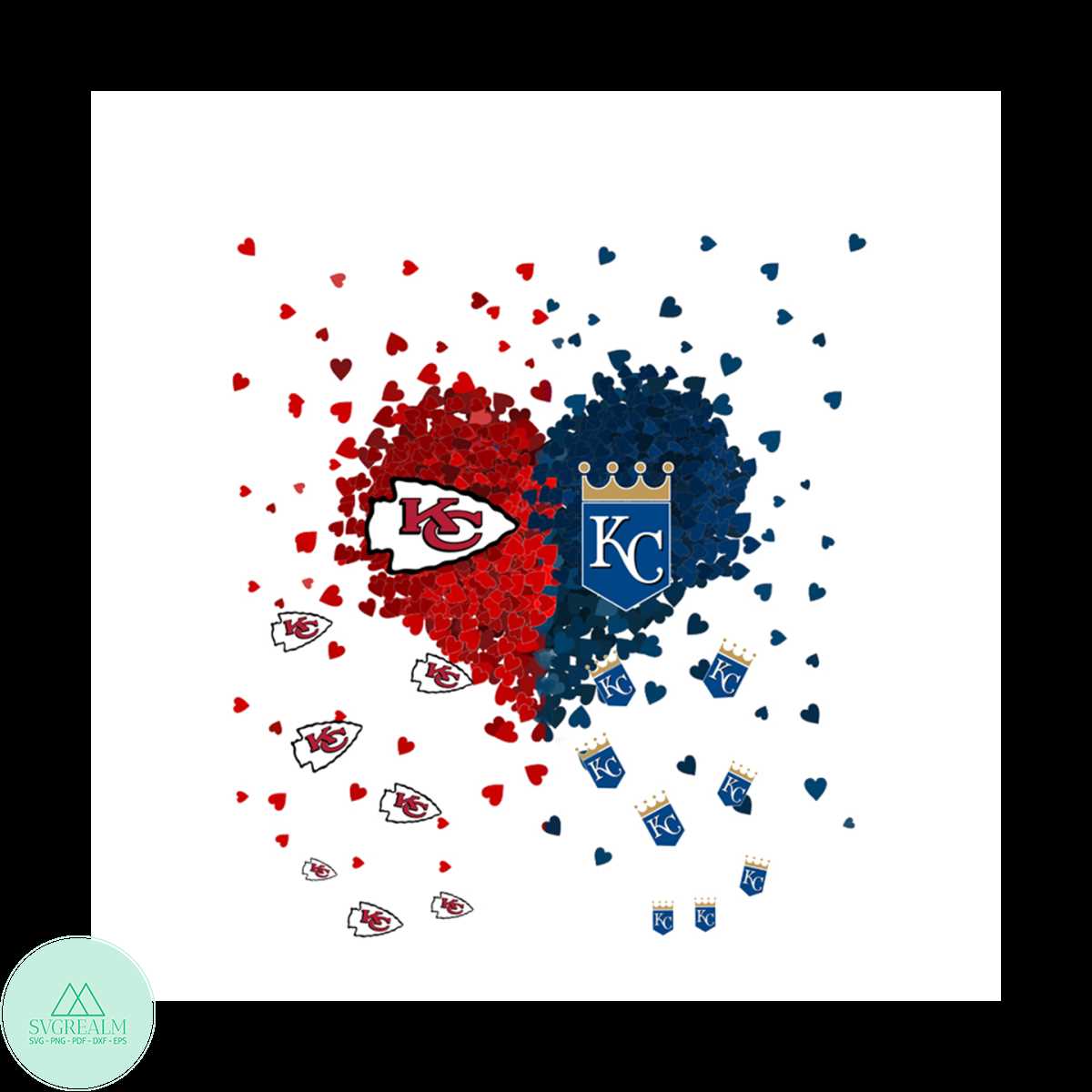 Kansas City Chiefs And Kansas City Royals Heart Svg, Sport S - Inspire ...