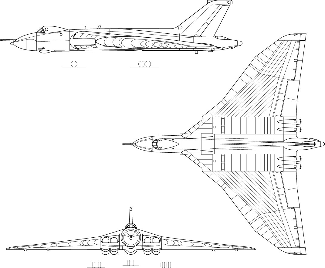 Avro Vulcan B 2 3 view line svg vector outline file for las | Inspire ...