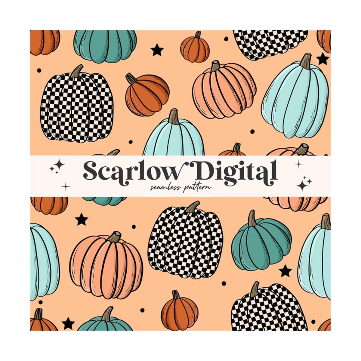 Checker Pumpkins Seamless Pattern-Fall Sublimation Digital D - Inspire ...