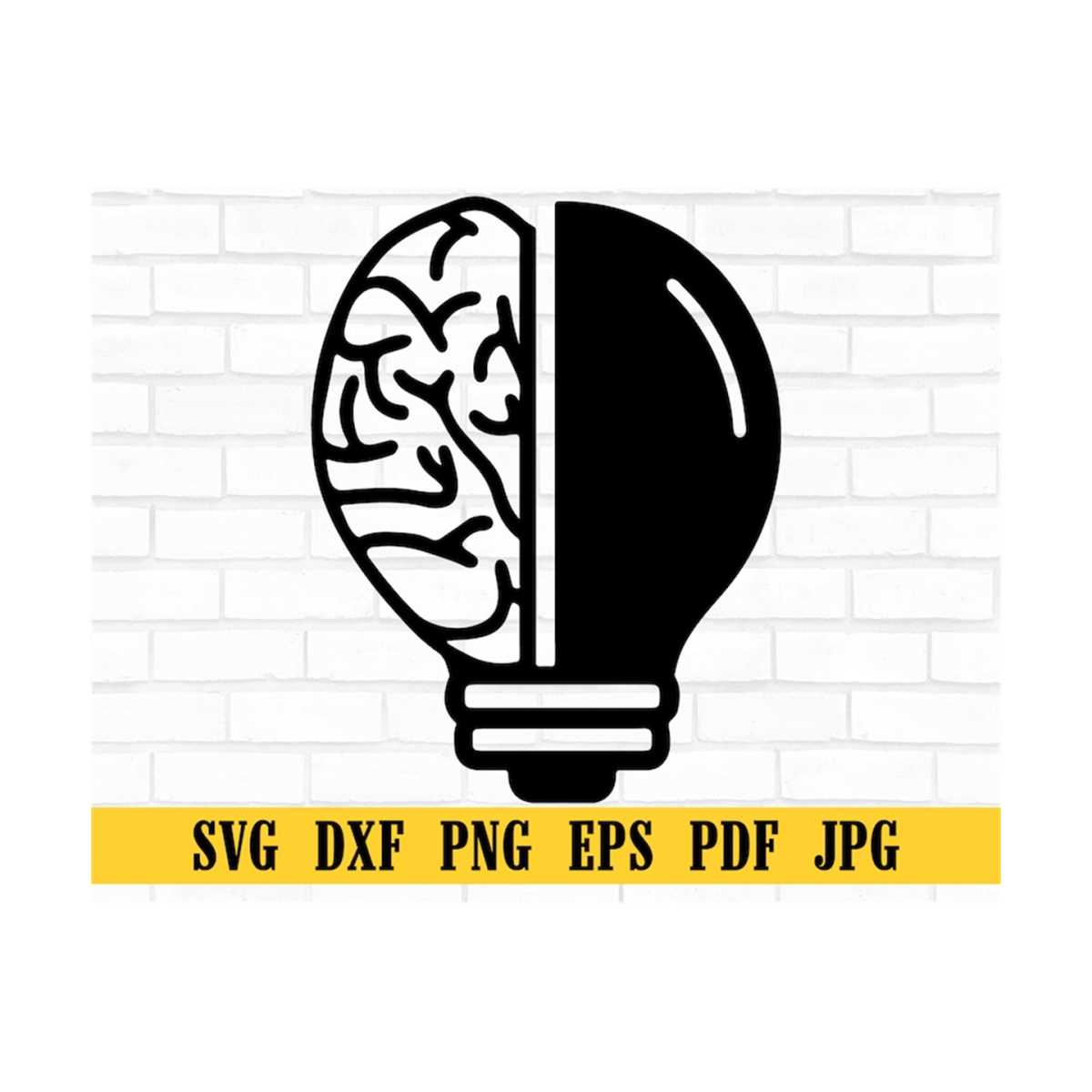 Light Bulb with Brain SVG, Light Bulb SVG, Idea Svg, Brain S - Inspire ...