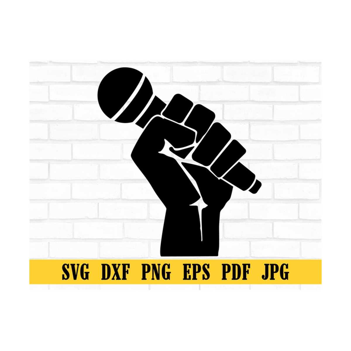 Hand Holding a Microphone Svg, Microphone Svg, Mic Svg Silho | Inspire ...
