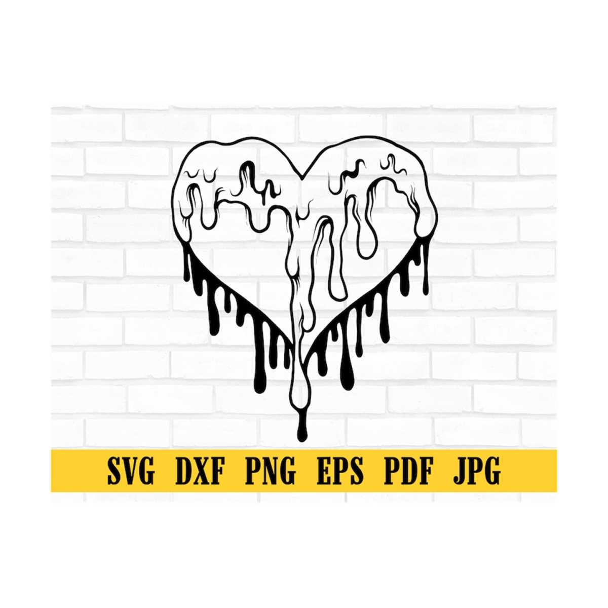 Dripping Heart Svg Bleeding Heart Svg Dripping Paint Templat | Inspire ...