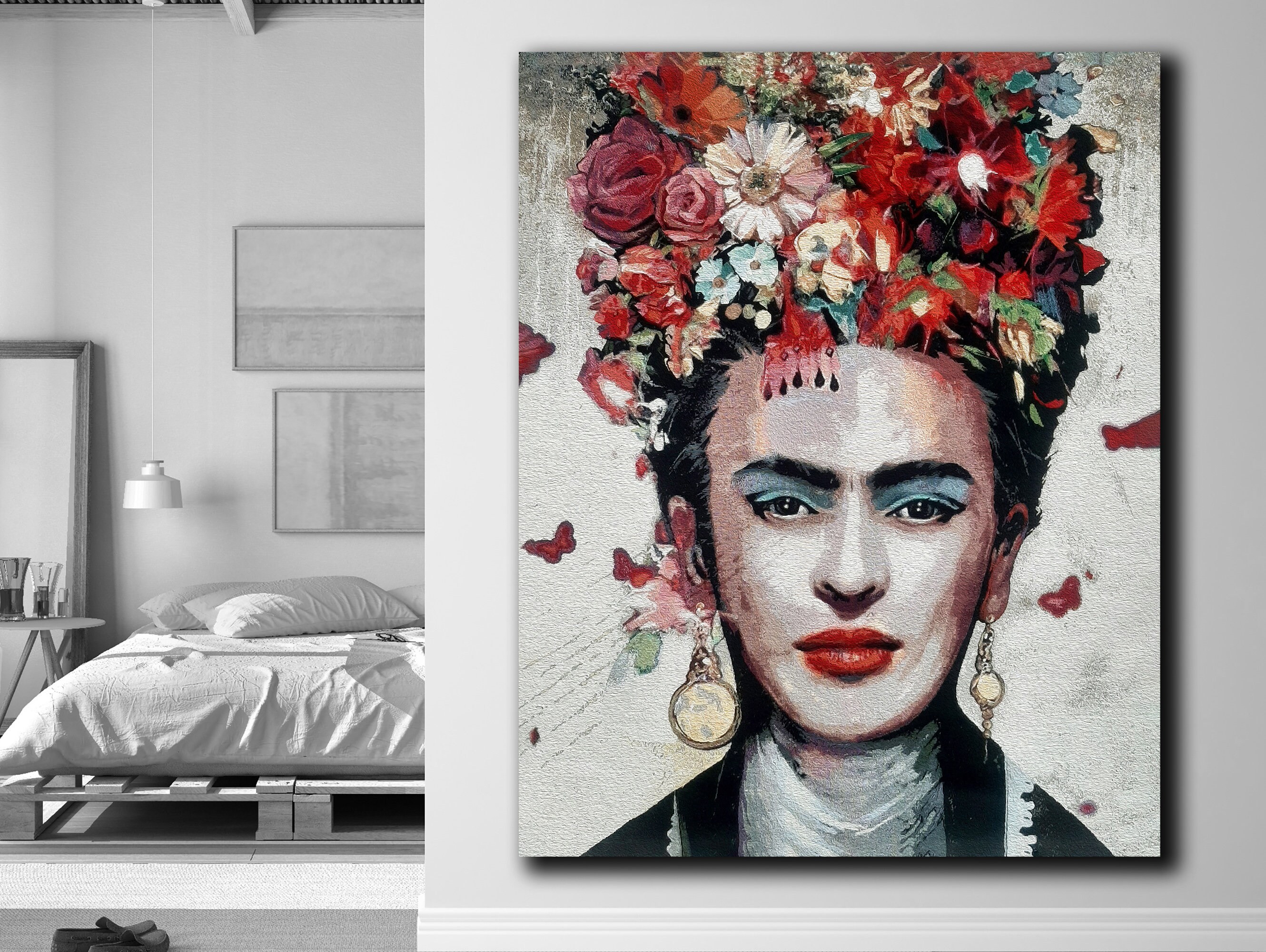 Frida Kahlo Butterflies Portrait, Frida Flower Head, Frida P | Inspire ...