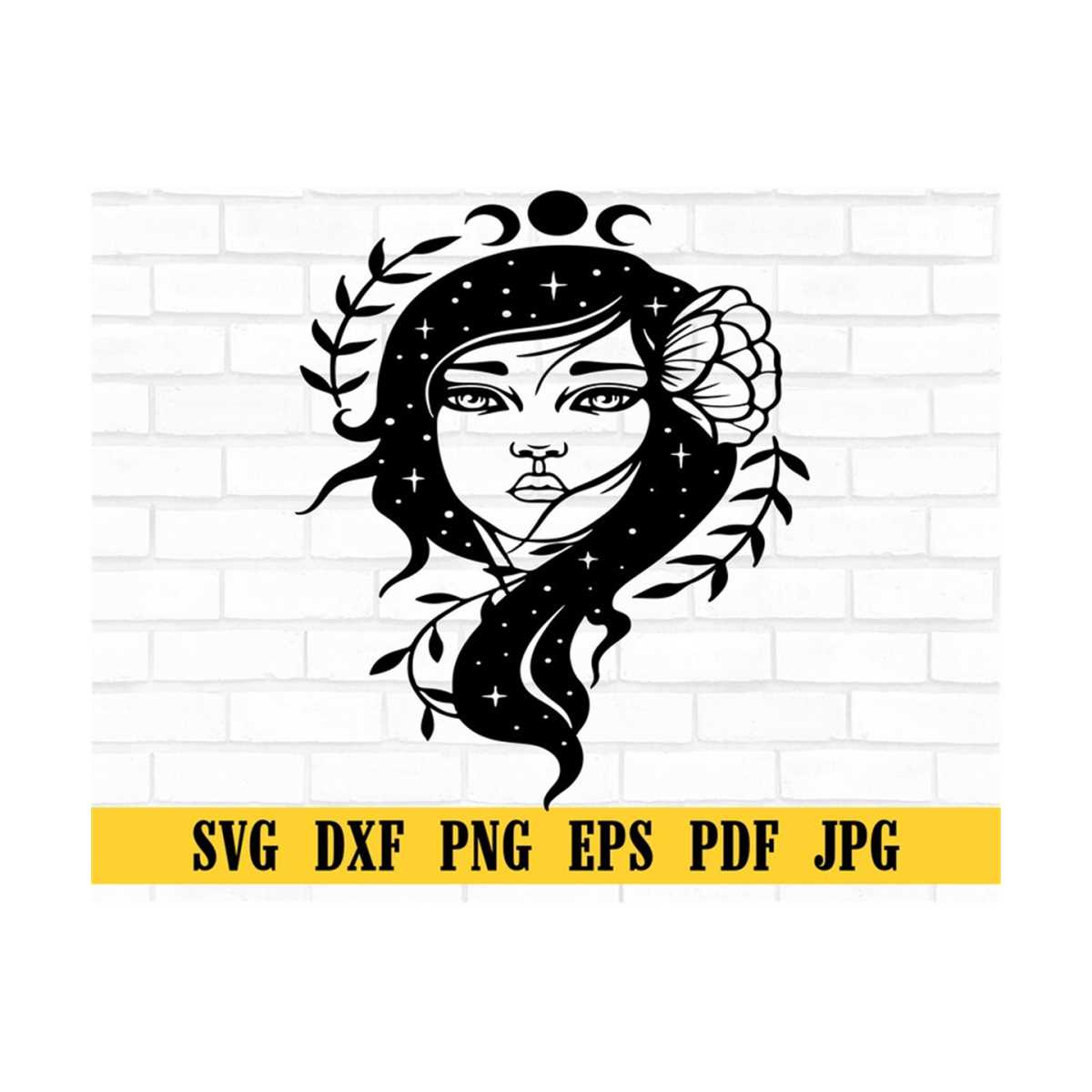 Floral face svg, Line art faces svg, Woman face svg, Double | Inspire ...