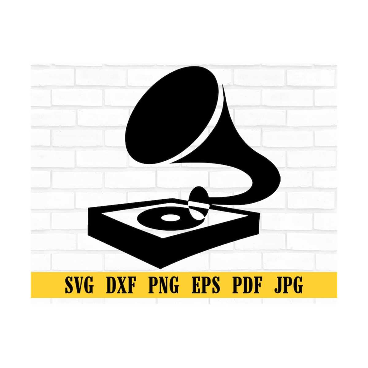 Gramophone SVG, phonograph silhouette, vintage record player | Inspire ...