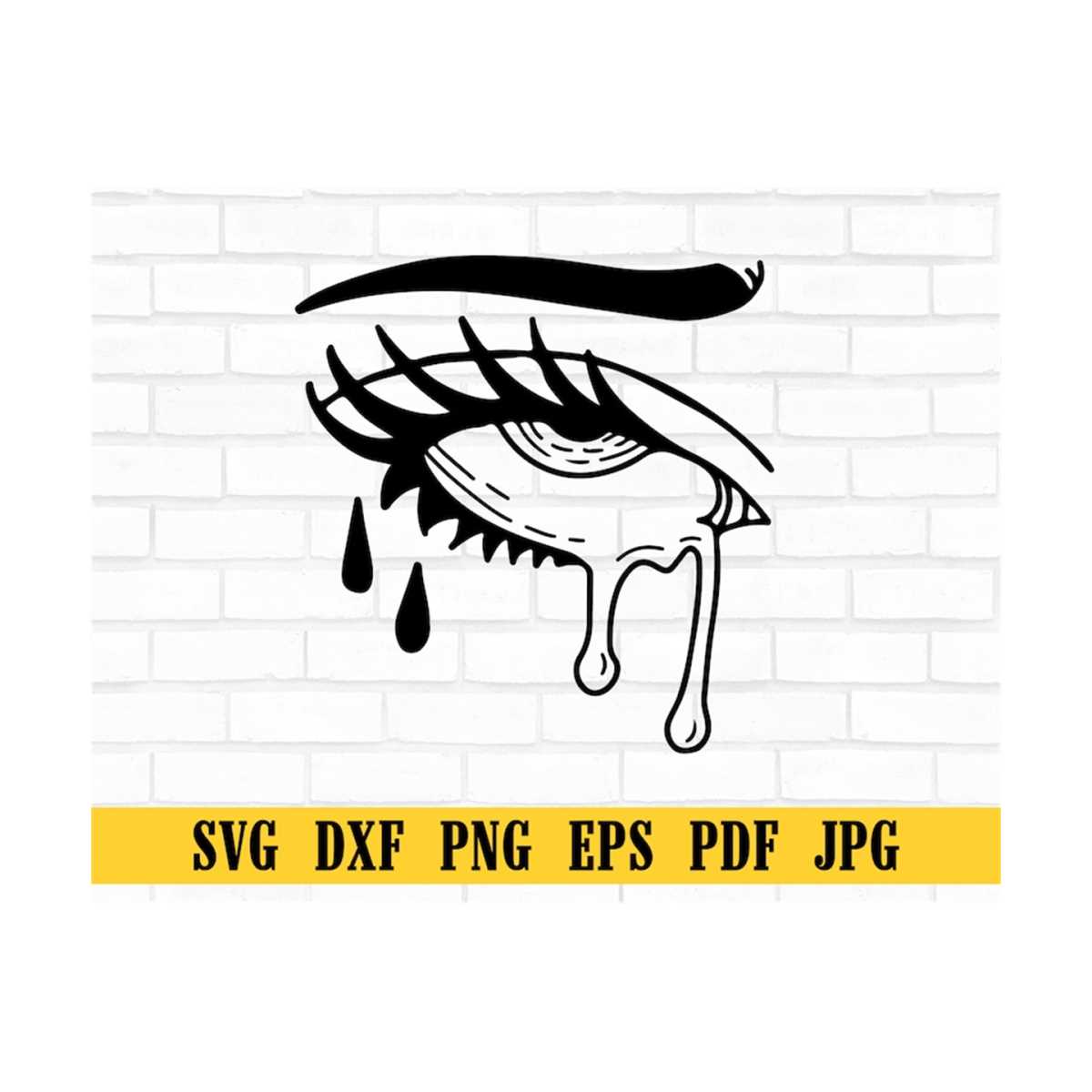 Crying Eye Silhouette Svg Png Files, Woman Eye Svg, Tear Svg - Inspire ...